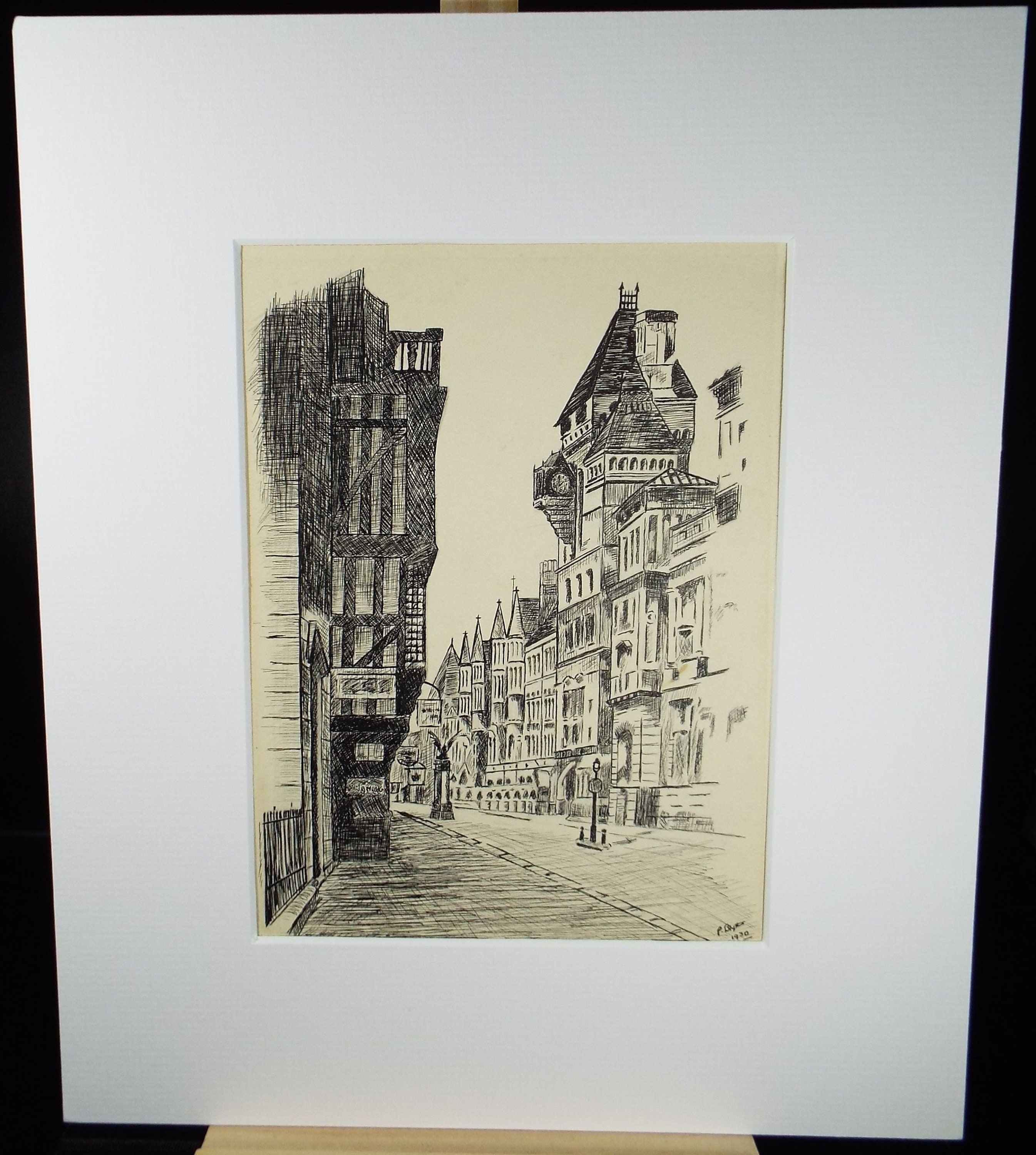 Original Pen & Ink, 'street Scene', Dated 1930, Artist Unknown - Etsy