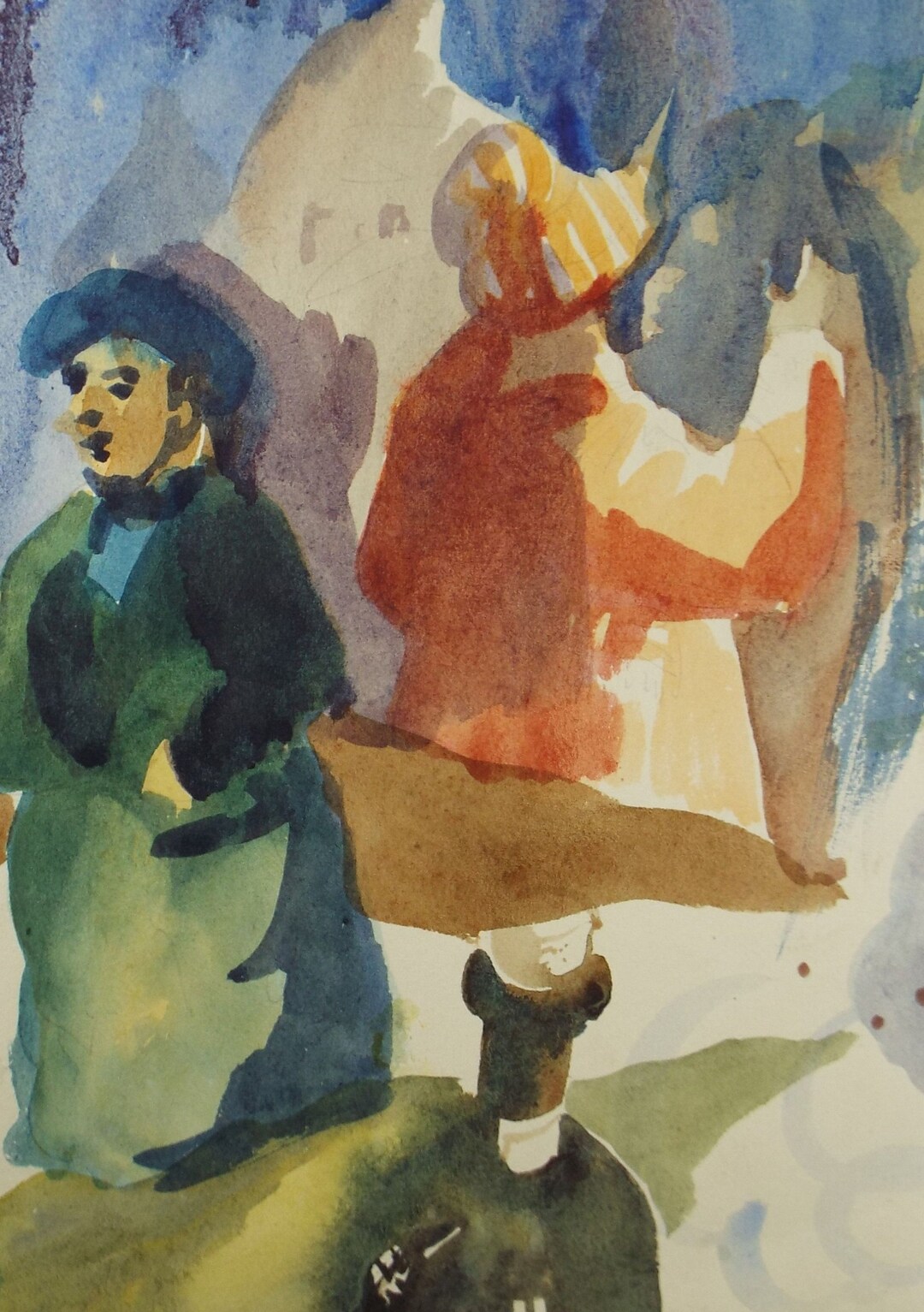 Original Watercolour, 'figures With a Bottle', Circa 1950's, William D ...