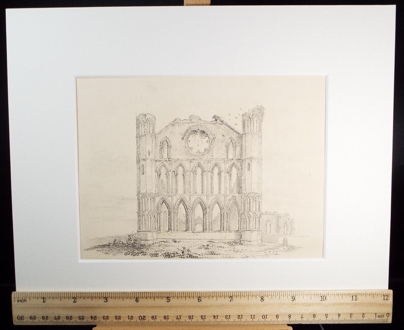 Original Pencil Drawing,'elgin Cathedral', Early 19th Century, Artist ...