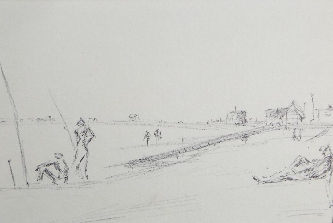 Original Pencil Drawing, 'fishing From the Beach', Hugh Mckenzie (1909 ...