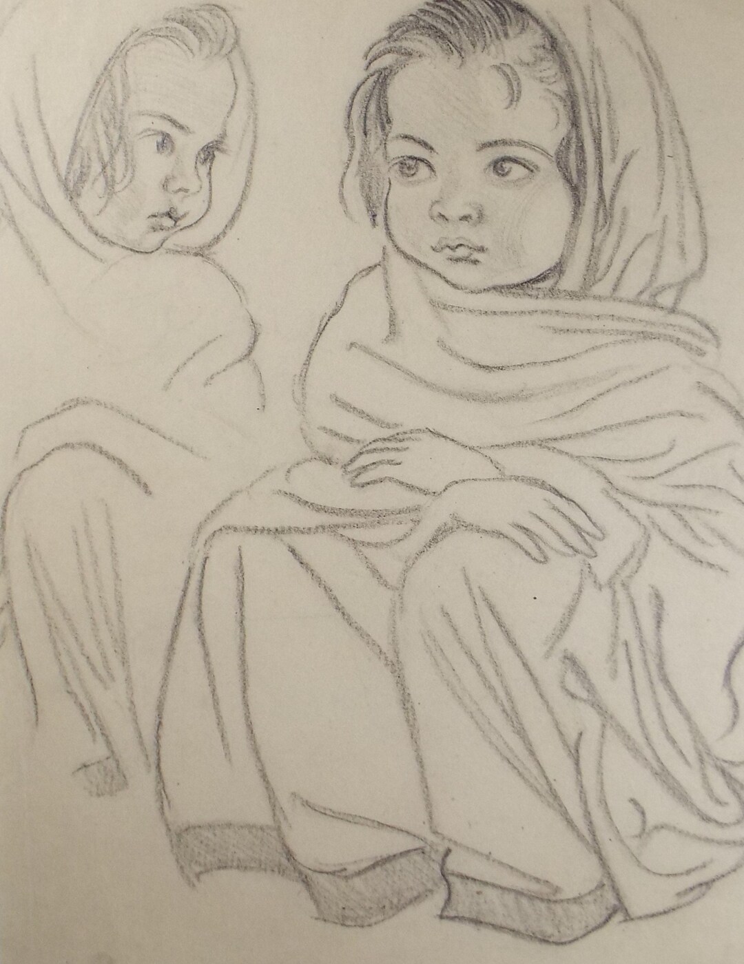 Original Pencil Sketch, 'seated Girl Study', Susan Beatrice Pearce ...