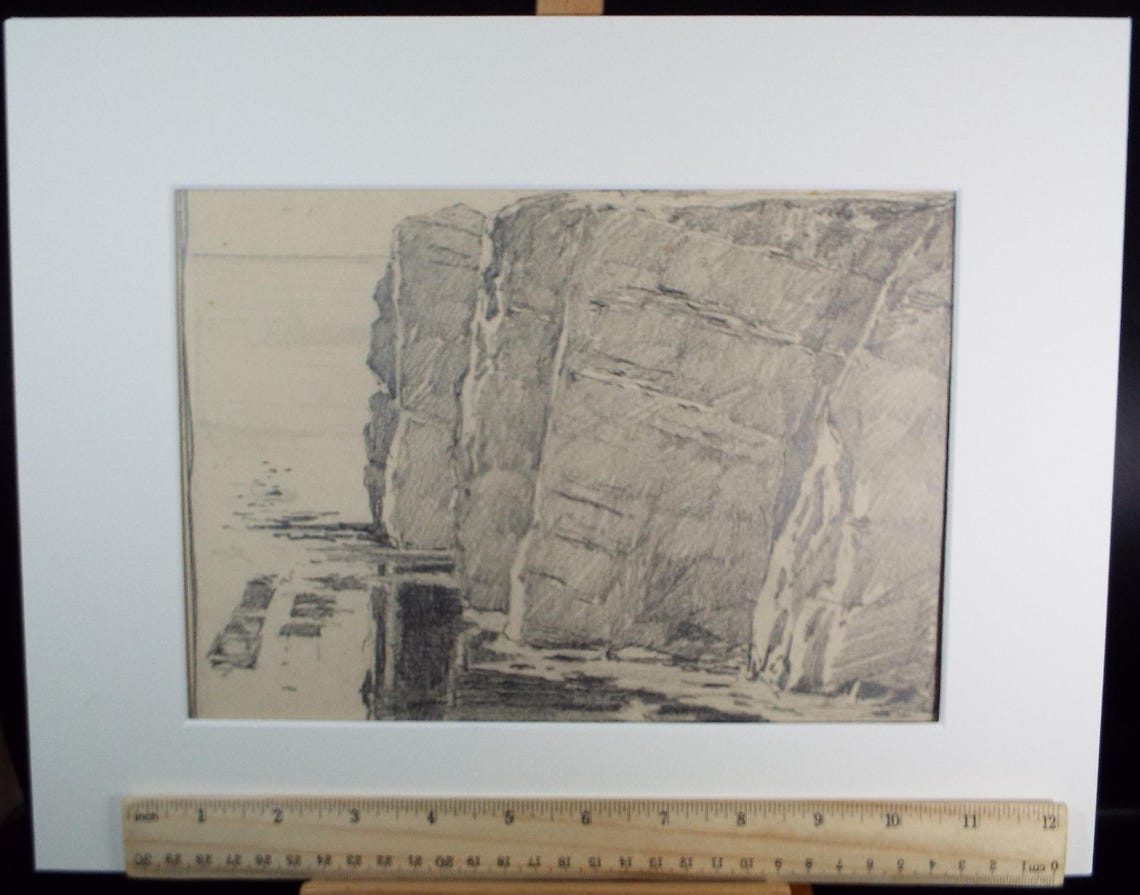 Original Pencil Drawing, 'helgoland', Dated 1904, Hans Von Heider (1867 ...