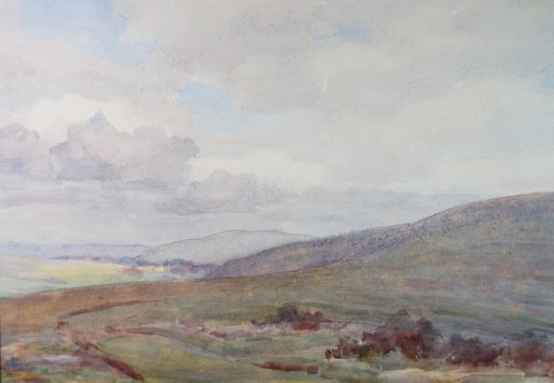 Original Watercolour, 'hilly Moorland', Artist Unknown, Circa 1920's - Etsy