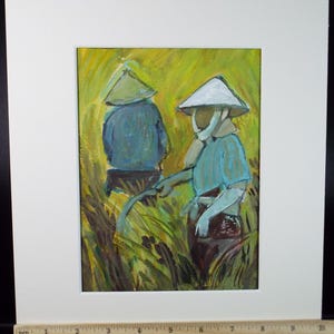 Original Watercolour Gouache , 'harvesting Rice', Colin Fifield 1940 ...