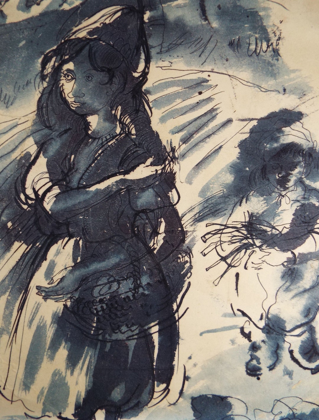 Original Ink & Wash, 'wood Gathering' C1950's - William D Clyne (1922 ...