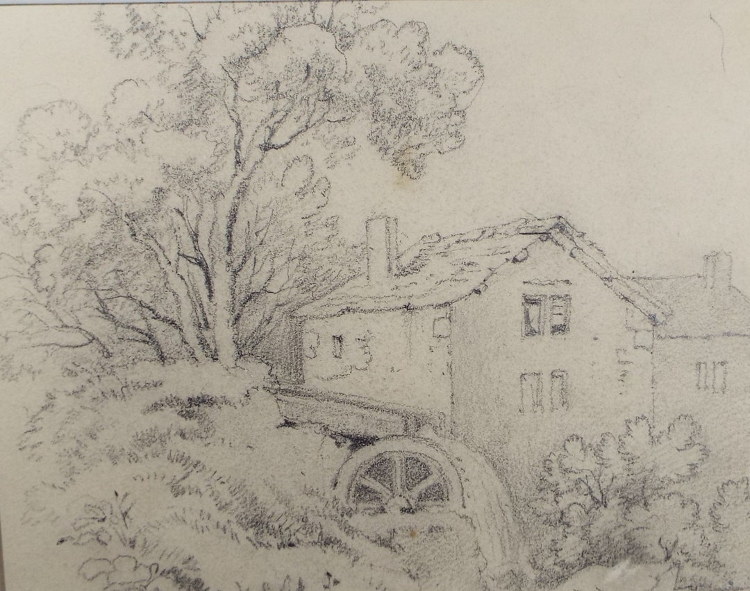 Original Pencil Drawing, 'the Watermill', Mid 19th Century, Unsigned - Etsy