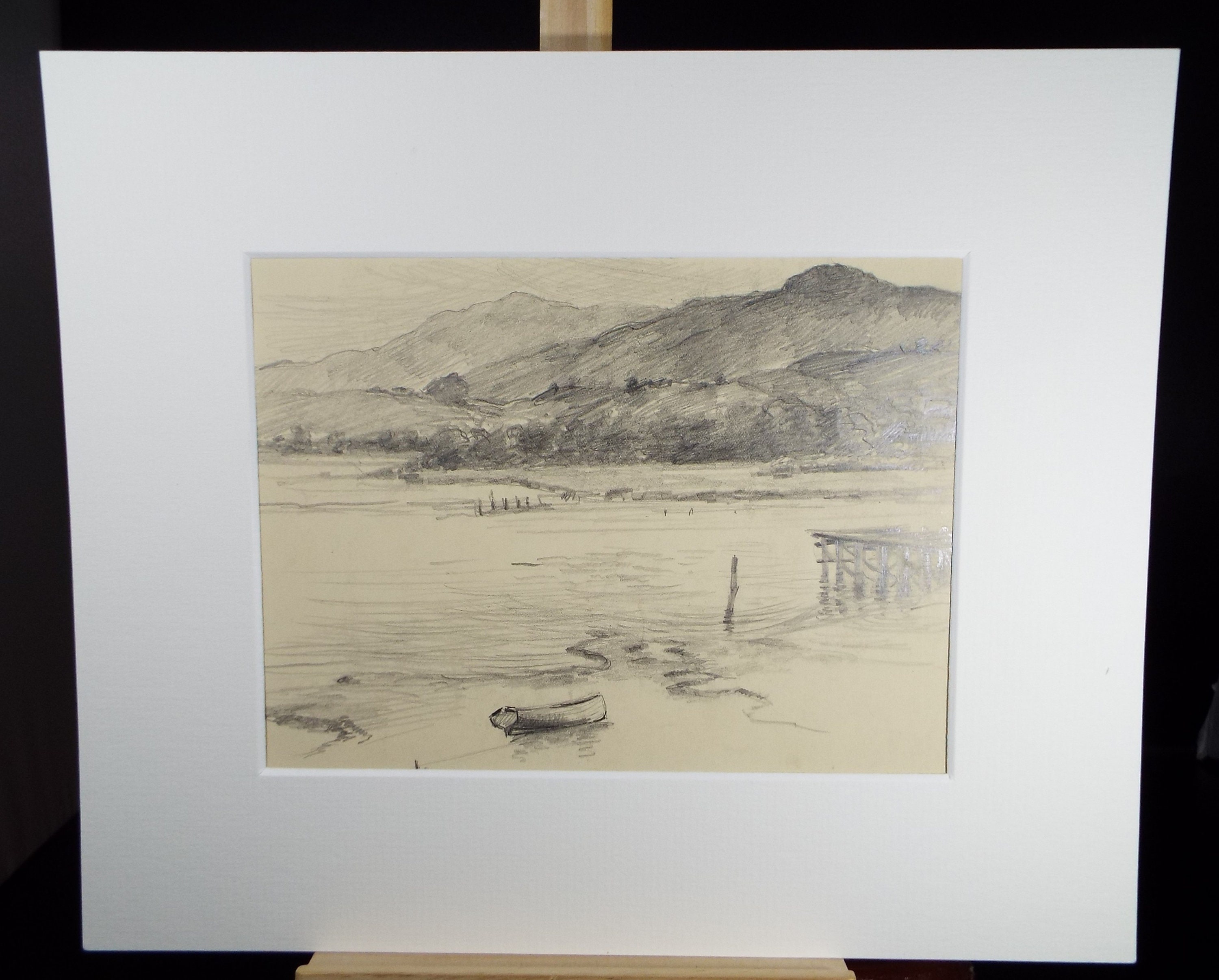 Original Pencil Drawing 'river Estuary With Boats' - Etsy