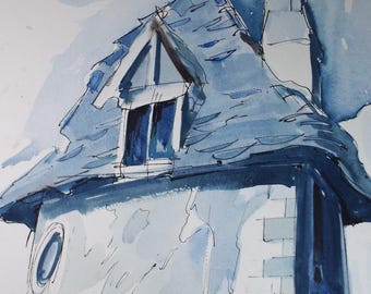 Original Ink Drawing , 'bergen', John Hambleton Holdcroft (1926-2014 ...