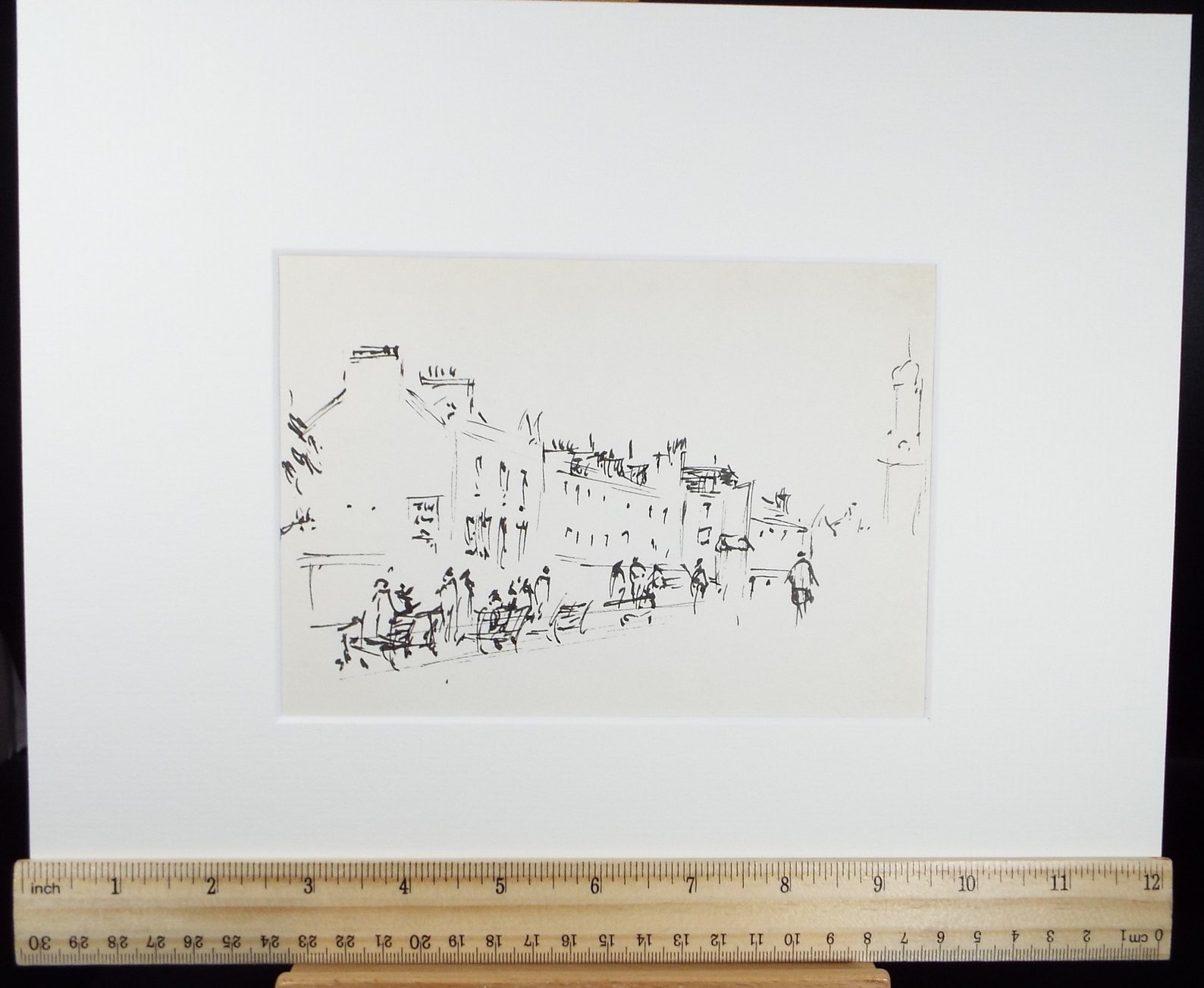 Original Pen & Ink Drawing, 'streetscape With Figures', Hugh Mckenzie ...