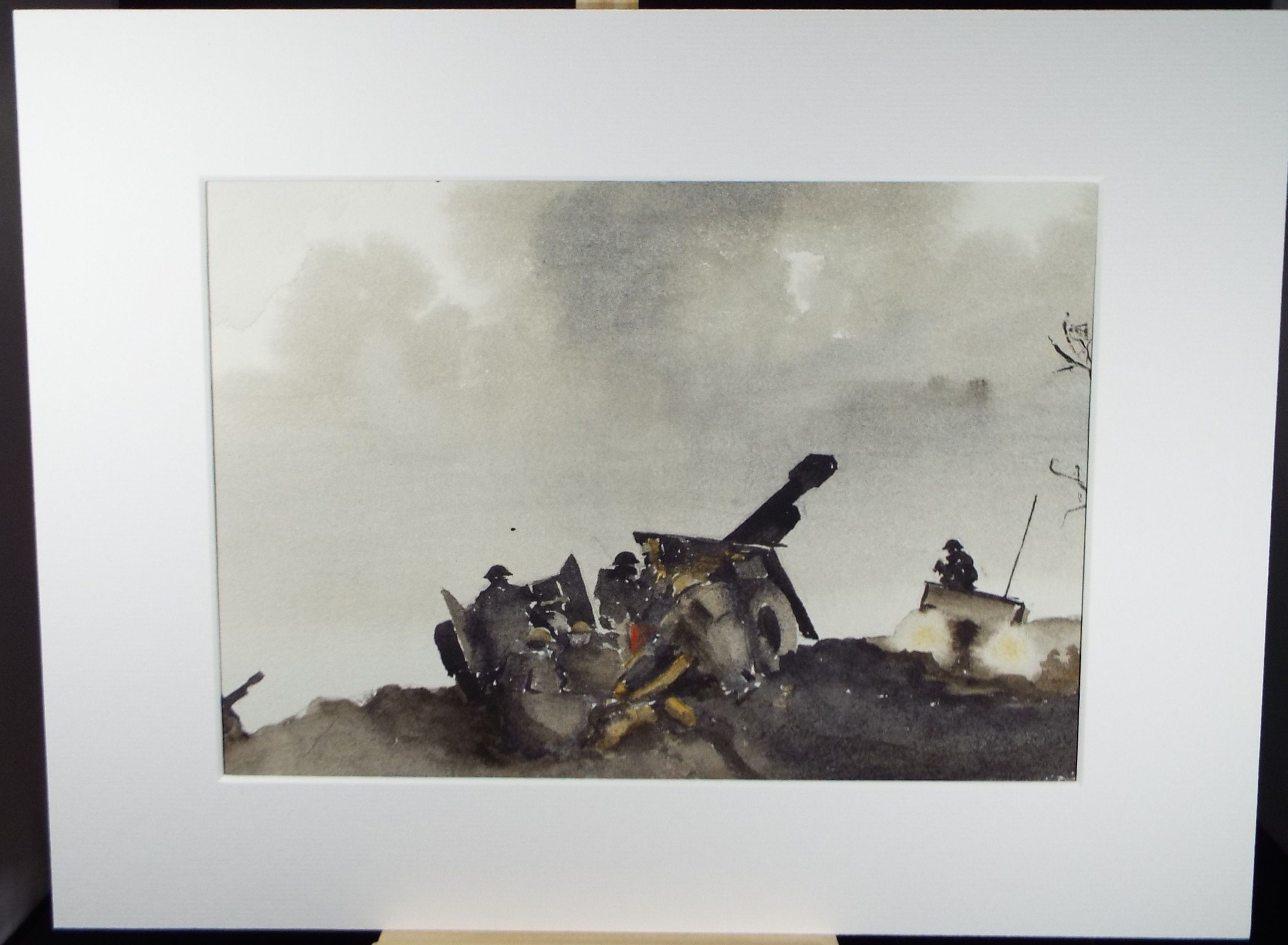 Original Watercolour,'soldiers With Artillery', Paul Winby (20th ...