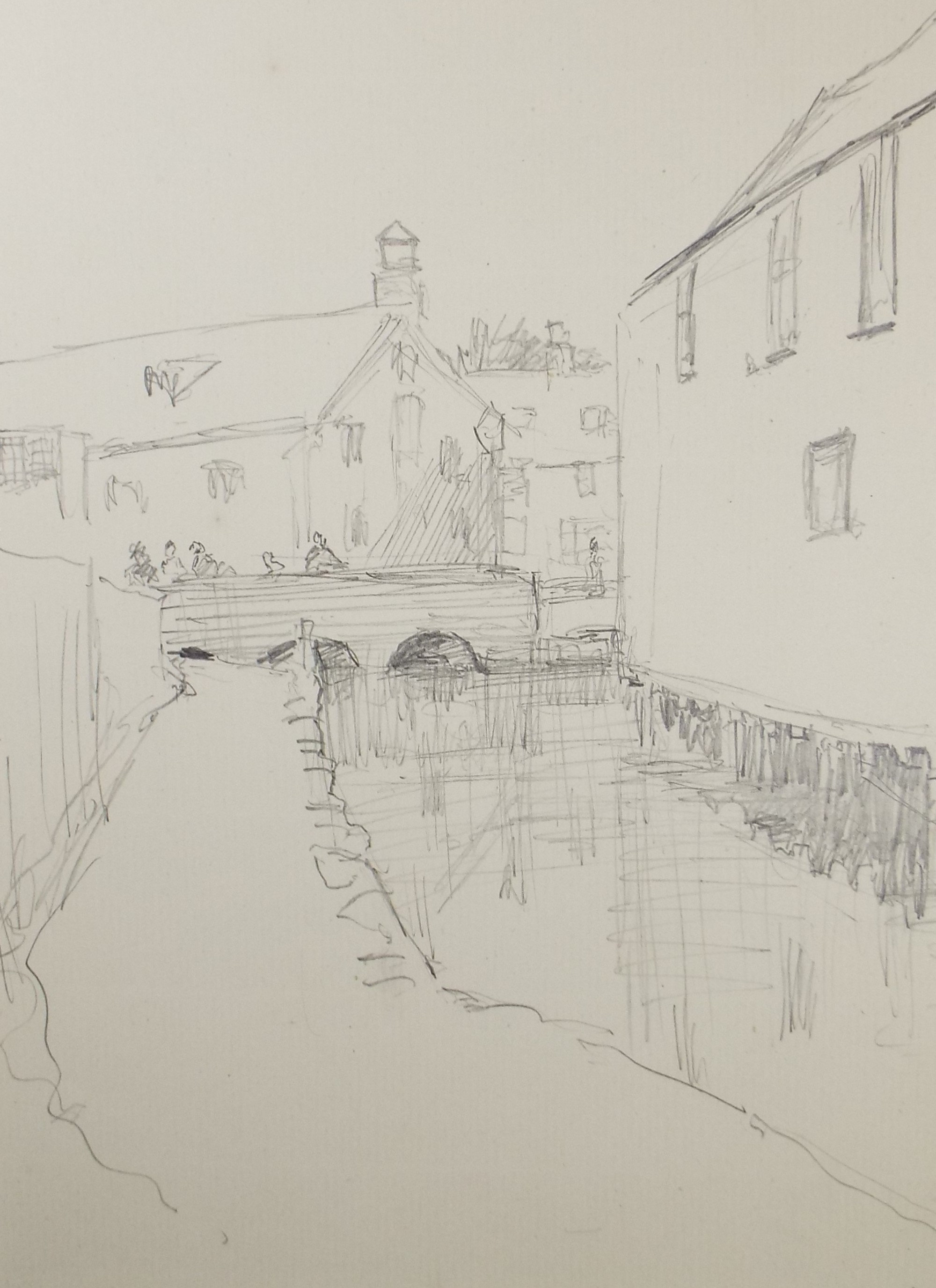 Original Pencil Sketch'canal Side Buildings' Leonard - Etsy