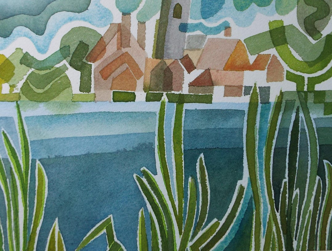 Original Watercolour, 'marshland, Kent', Colin Fifield 1940-2022, Circa ...
