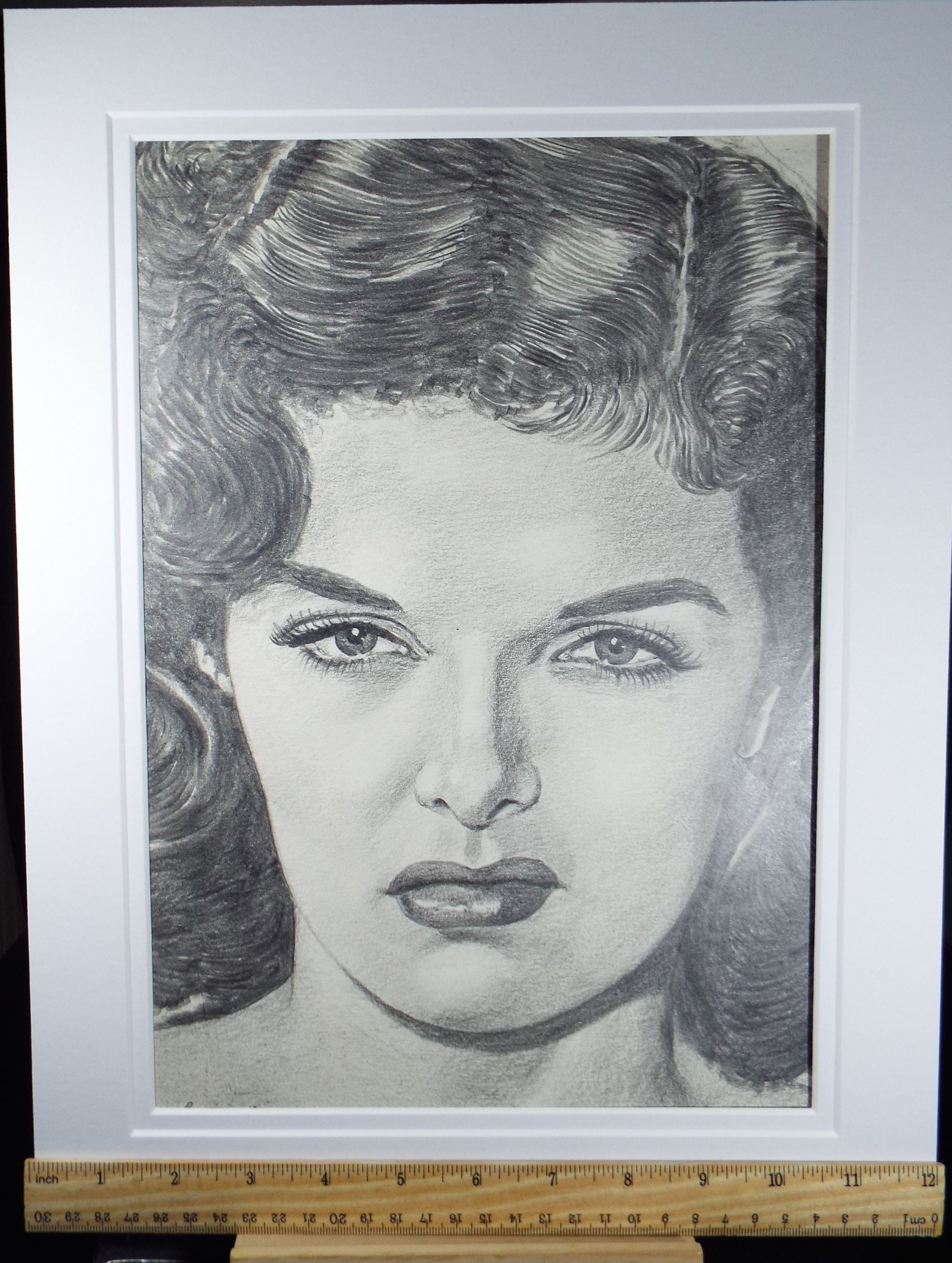 Original Pencil Drawing, 'jane Russell', Albert Leonard, Mid 20th ...