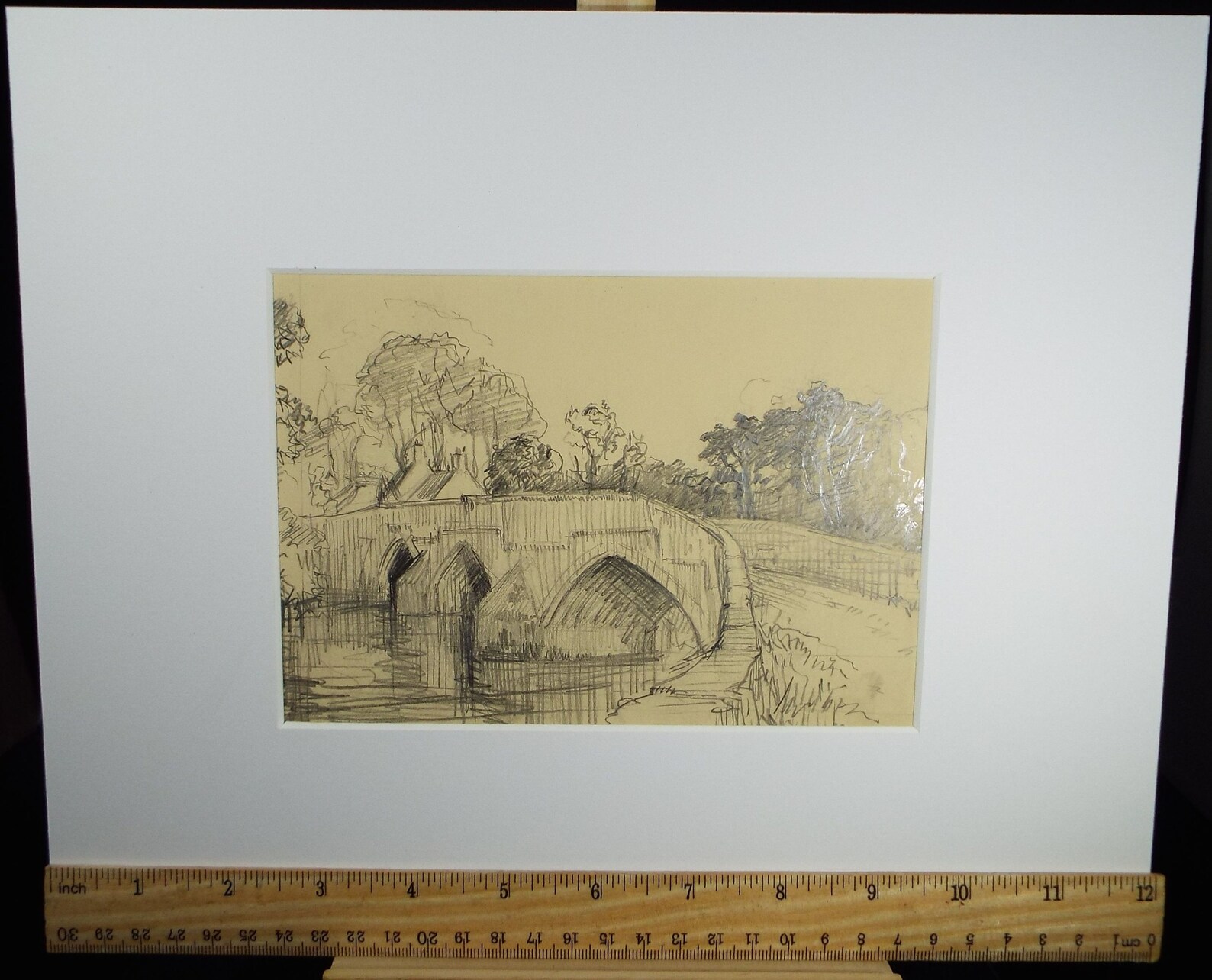 Original Pencil Drawing, 'bridge Over the River', Circa 1920's, Nan C ...