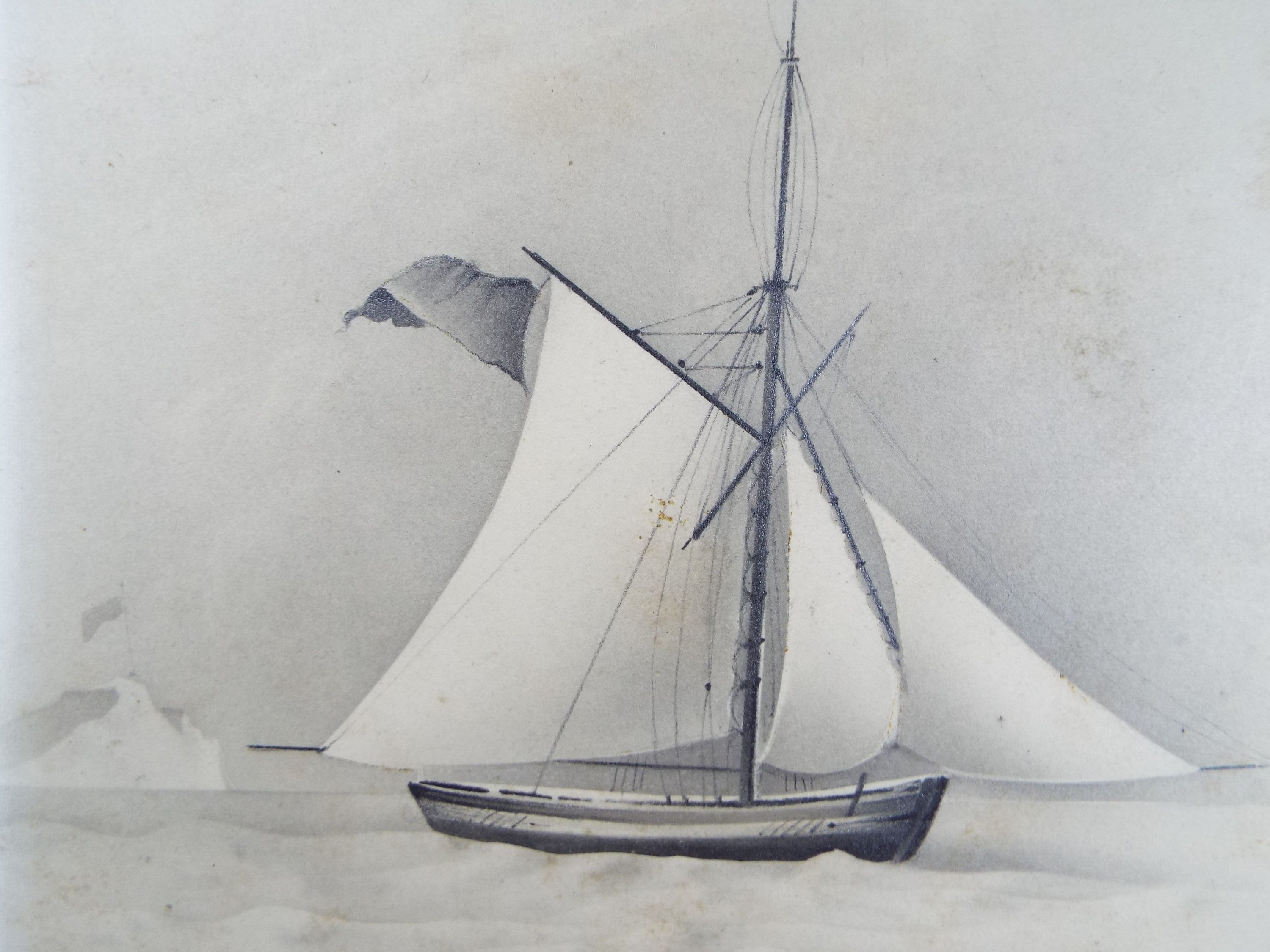 Original Pencil Drawing , 'at Full Sail', Late 19th Century, Unknown ...