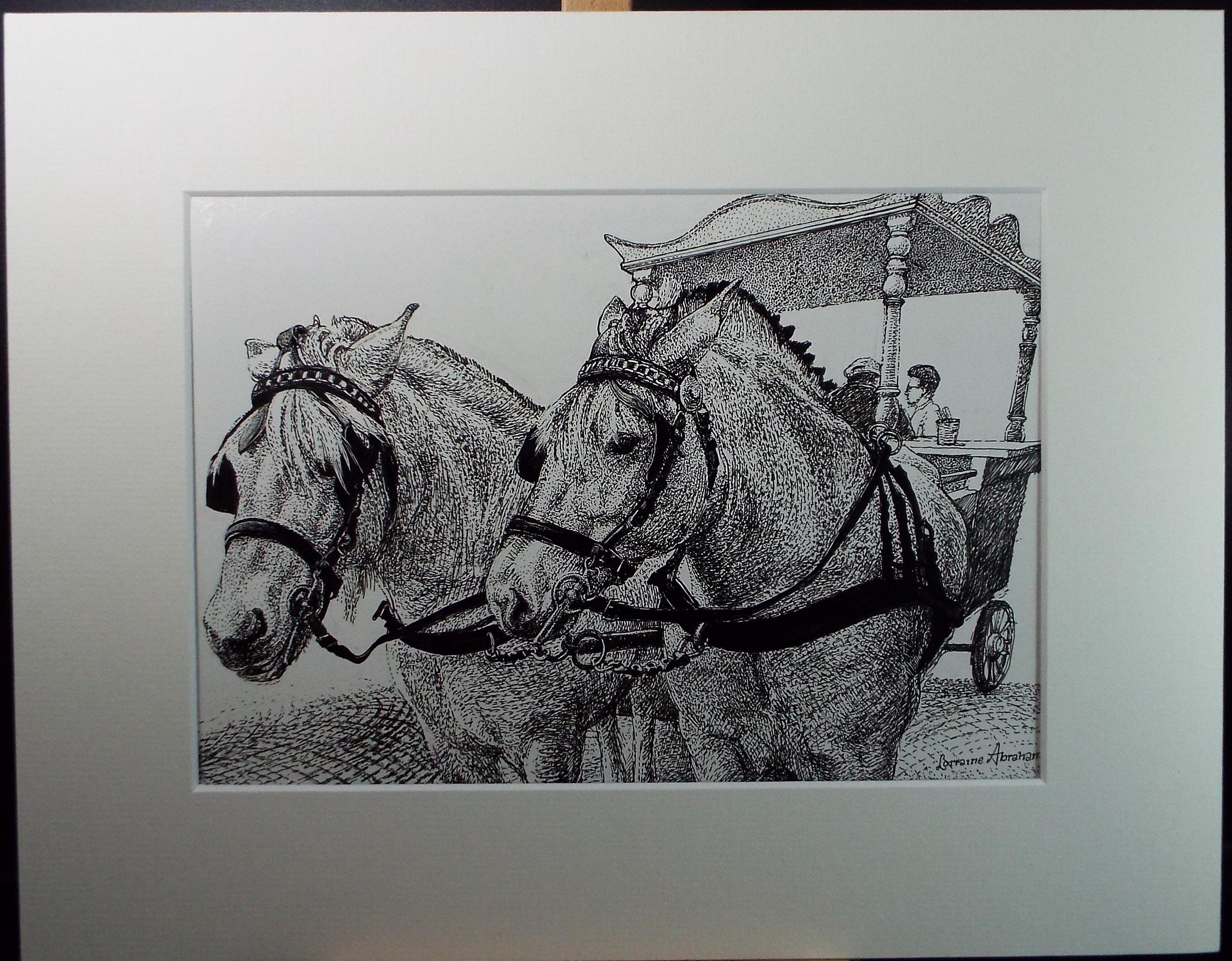 Original Ink Drawing, 'horse Drawn Ice Cream Carriage', Lorraine ...