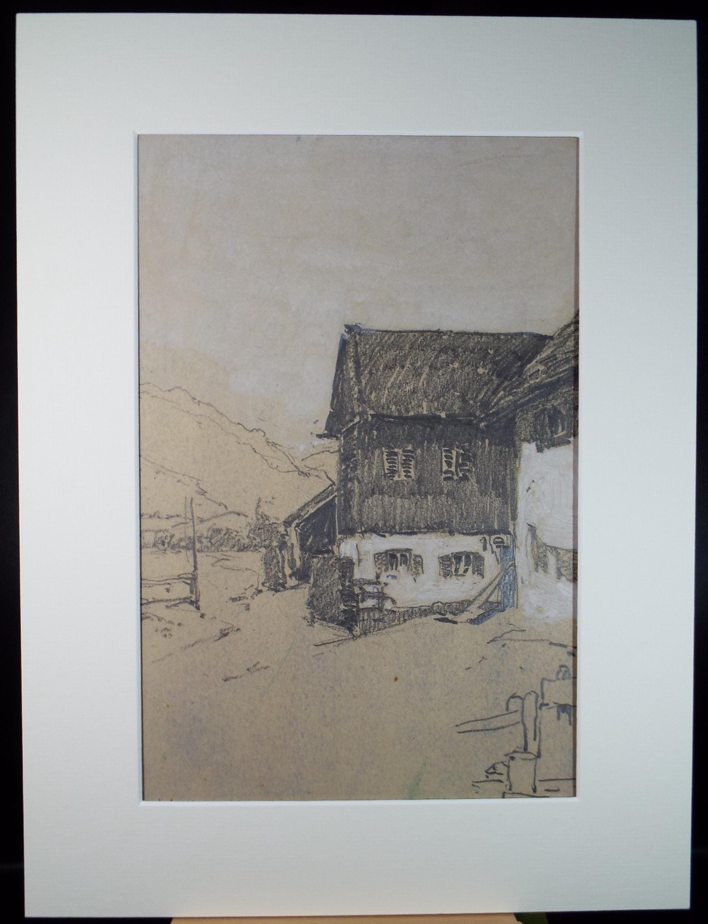 Original Pencil Drawing, 'alpine Farmhouse', Dated 1932, Hans Von ...