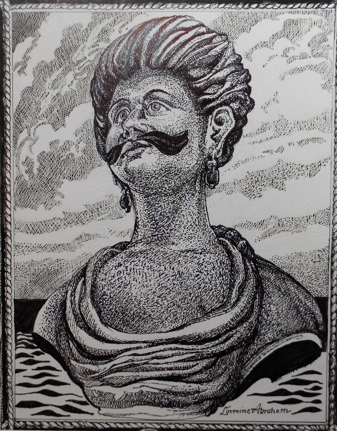 Original Scraperboard & Ink Drawing, 'figurehead', Lorraine Abraham ...