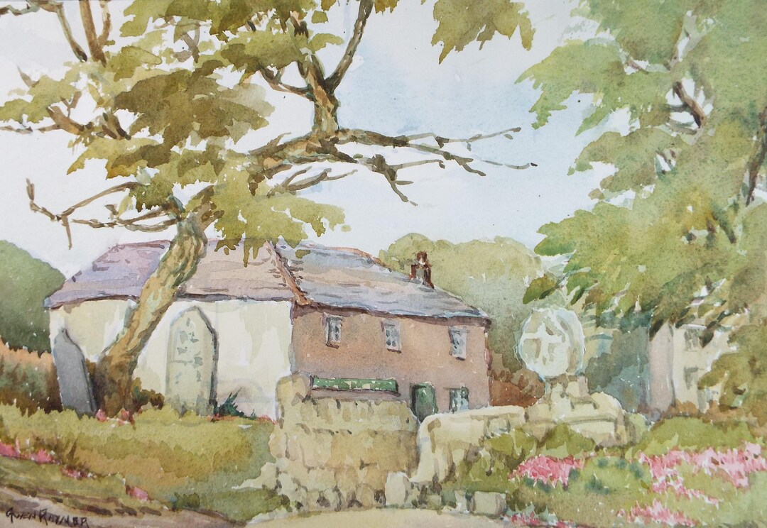 Original Watercolour, 'church Yard', Gwen Rayner, C1970's - Etsy