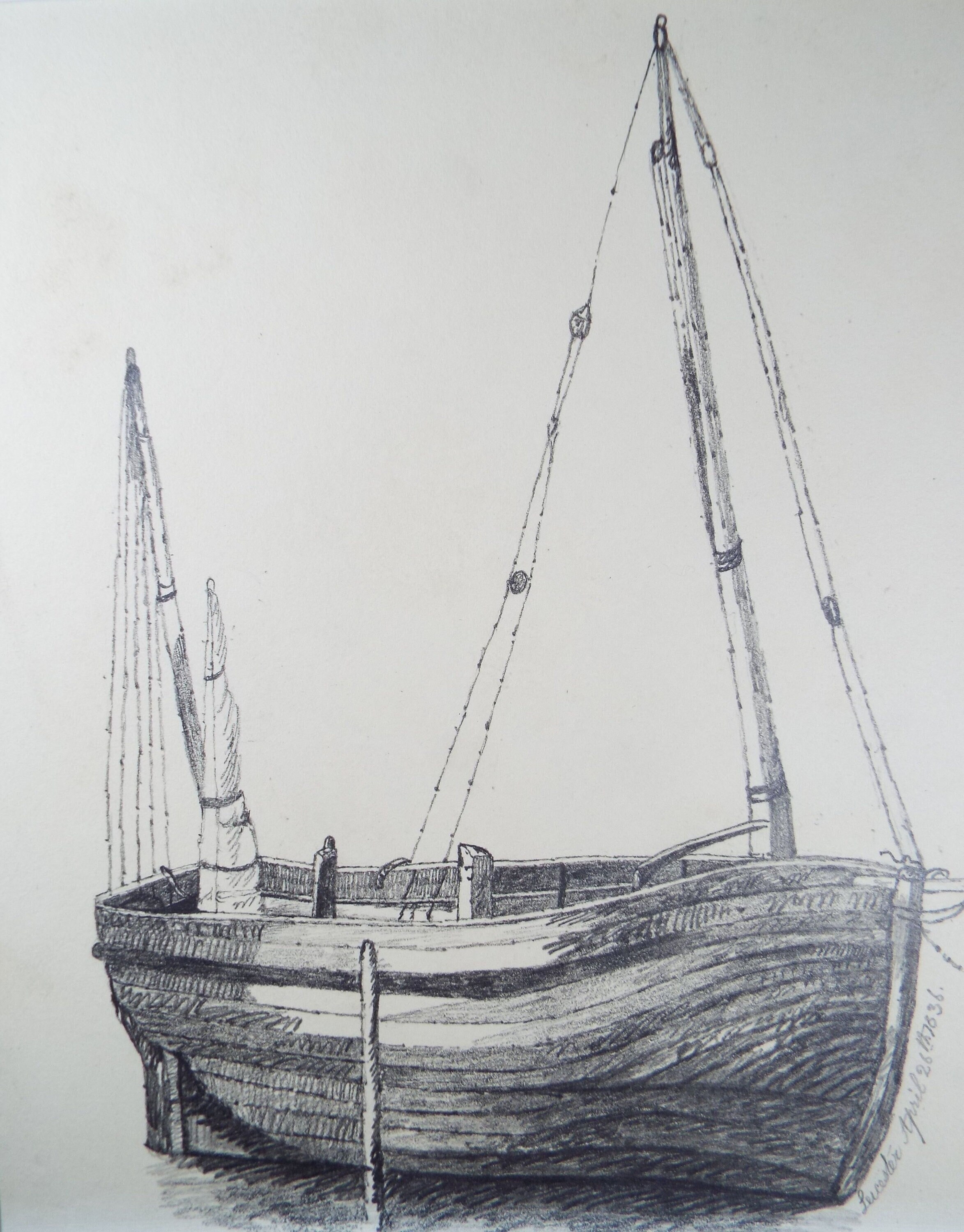 Original Pencil Drawing, 'clinker Sail Boat', Dated 1836, Artist Unknown - Etsy