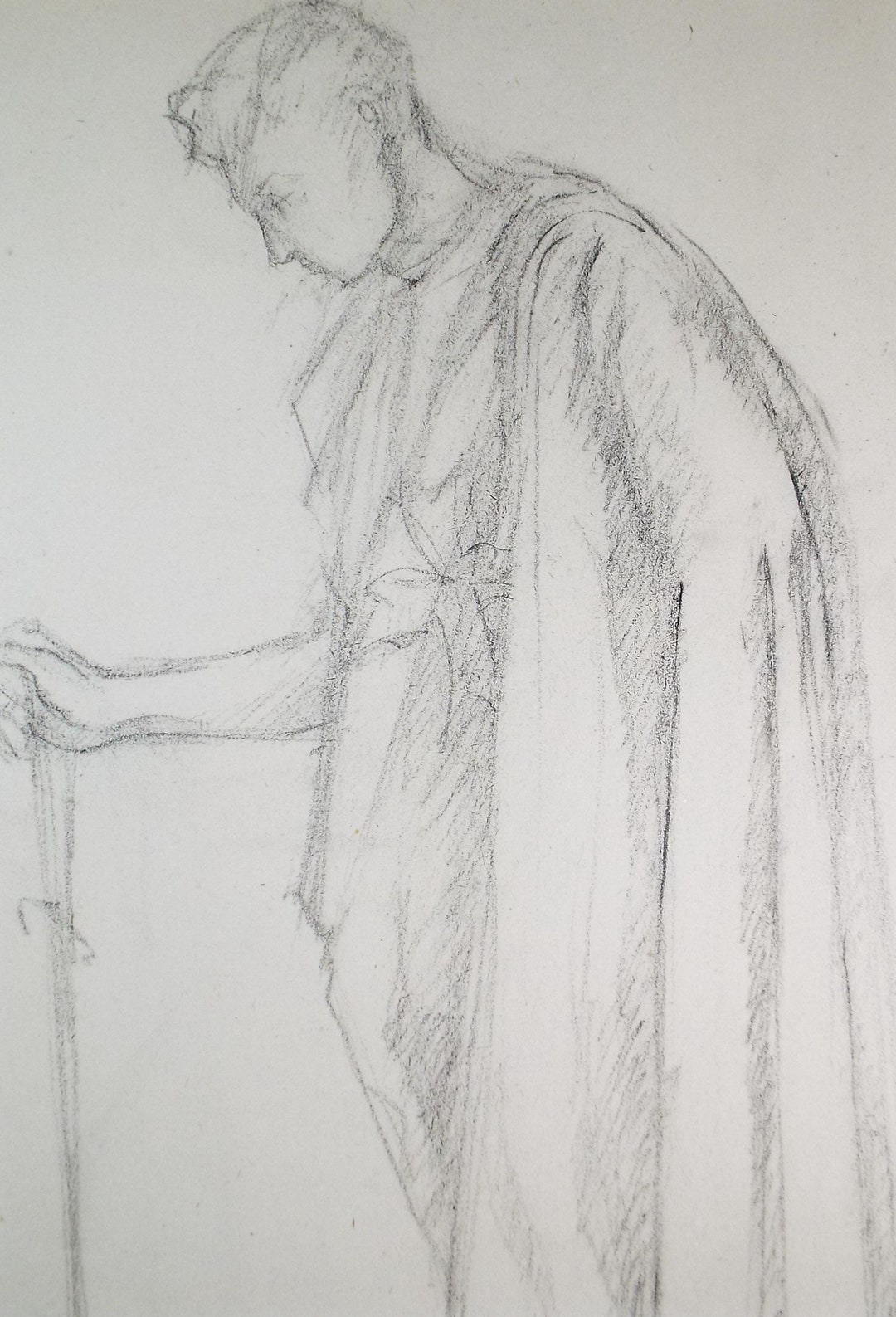 Pencil Drawing 'robed Figure', C1950s, C.D. Finley - Etsy