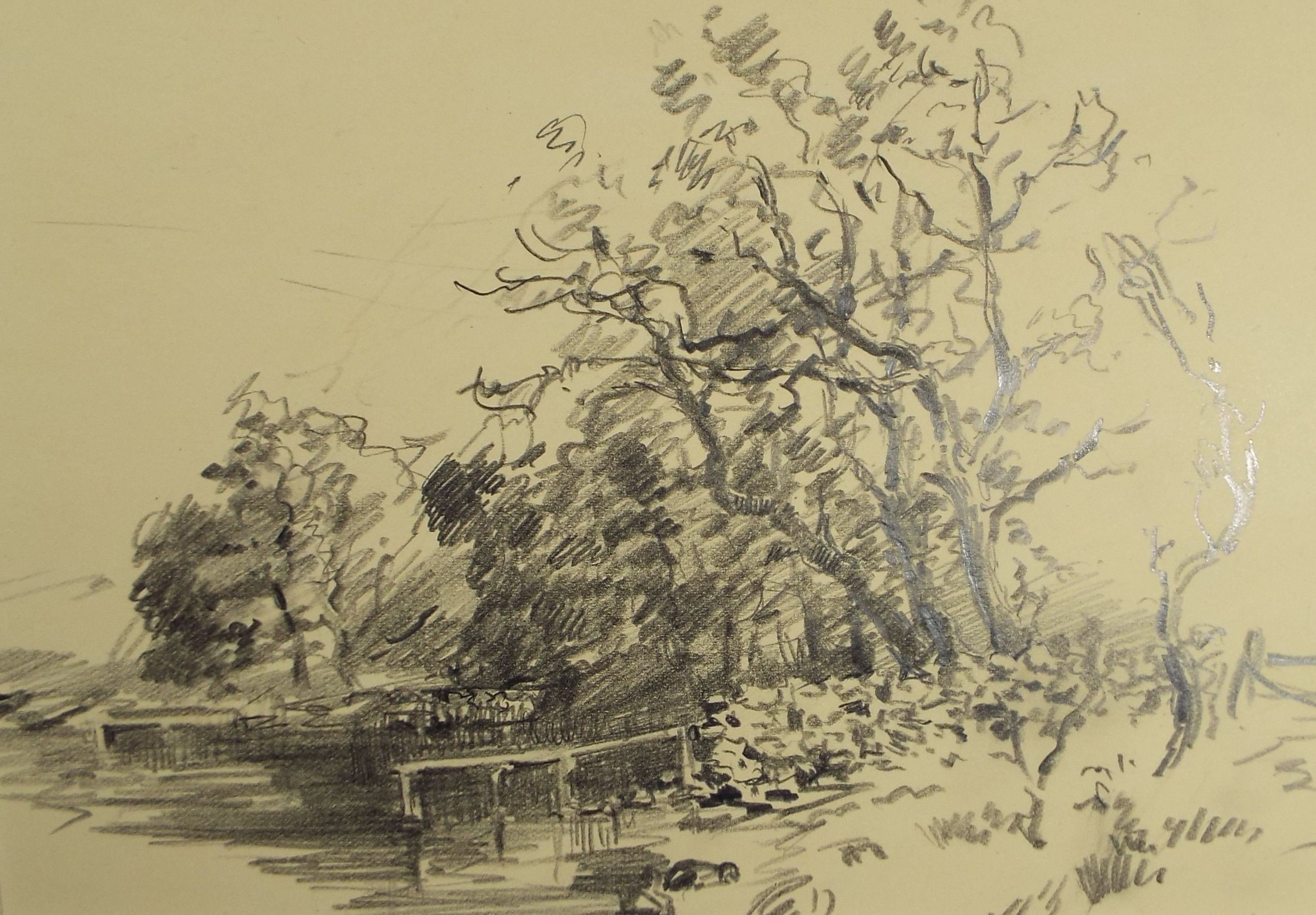 Original Pencil Drawing, 'tree Lined Lane', Circa 1920's, Nan C ...