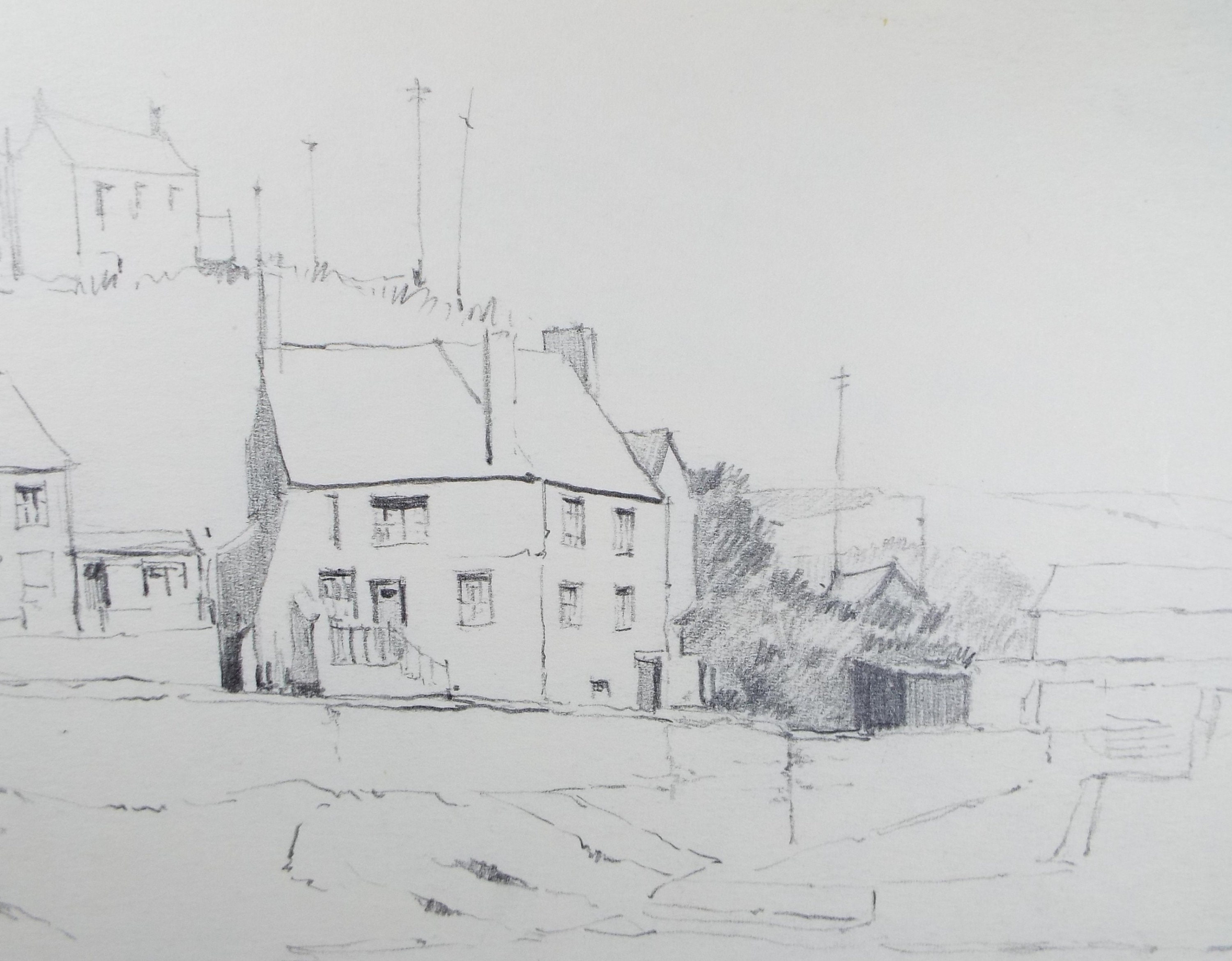 Original Pencil Drawing, 'coastal Cottage', Circa 1990's , Artist ...