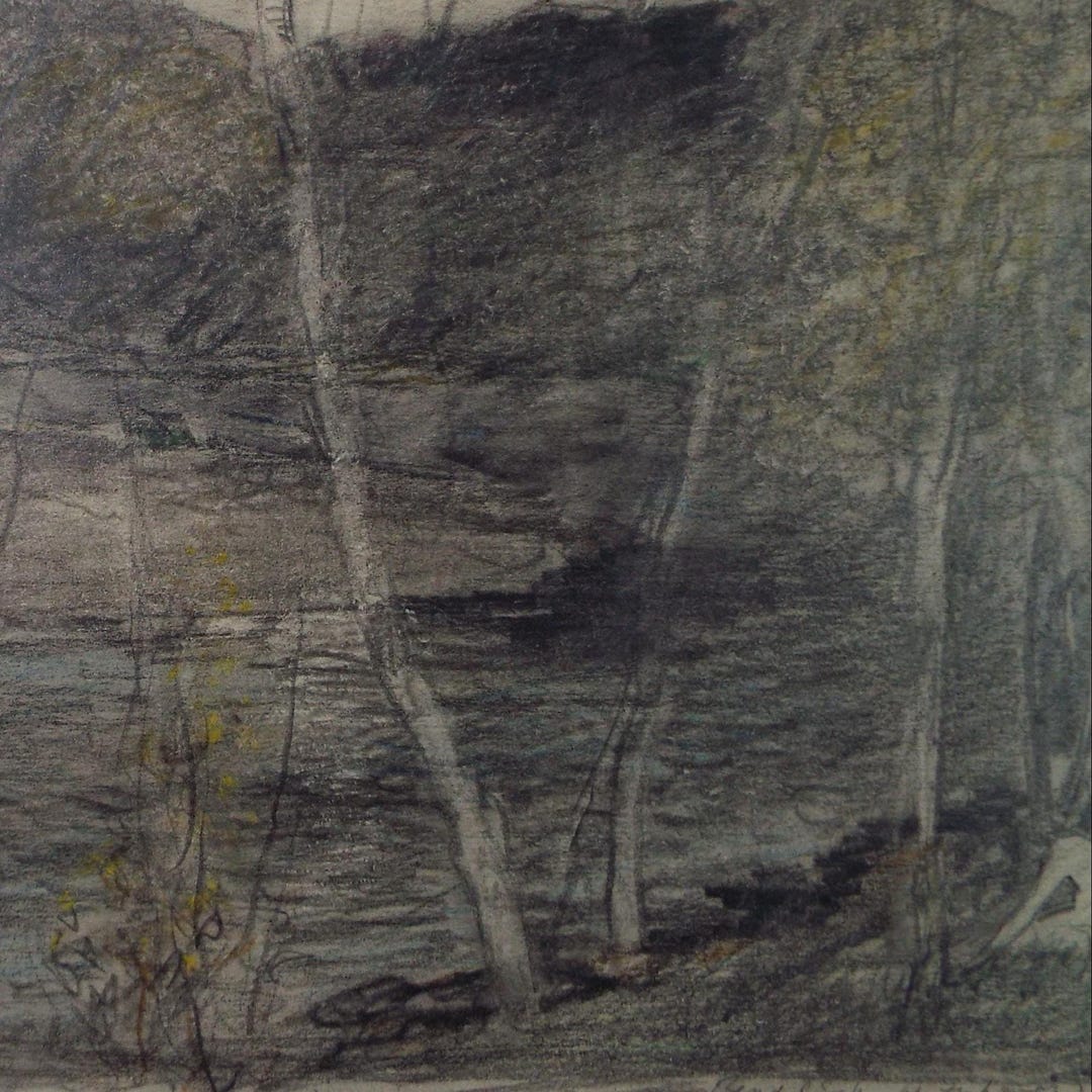 Original Pencil Drawing, 'bathers on the Riverbank', David Waterson RE ...