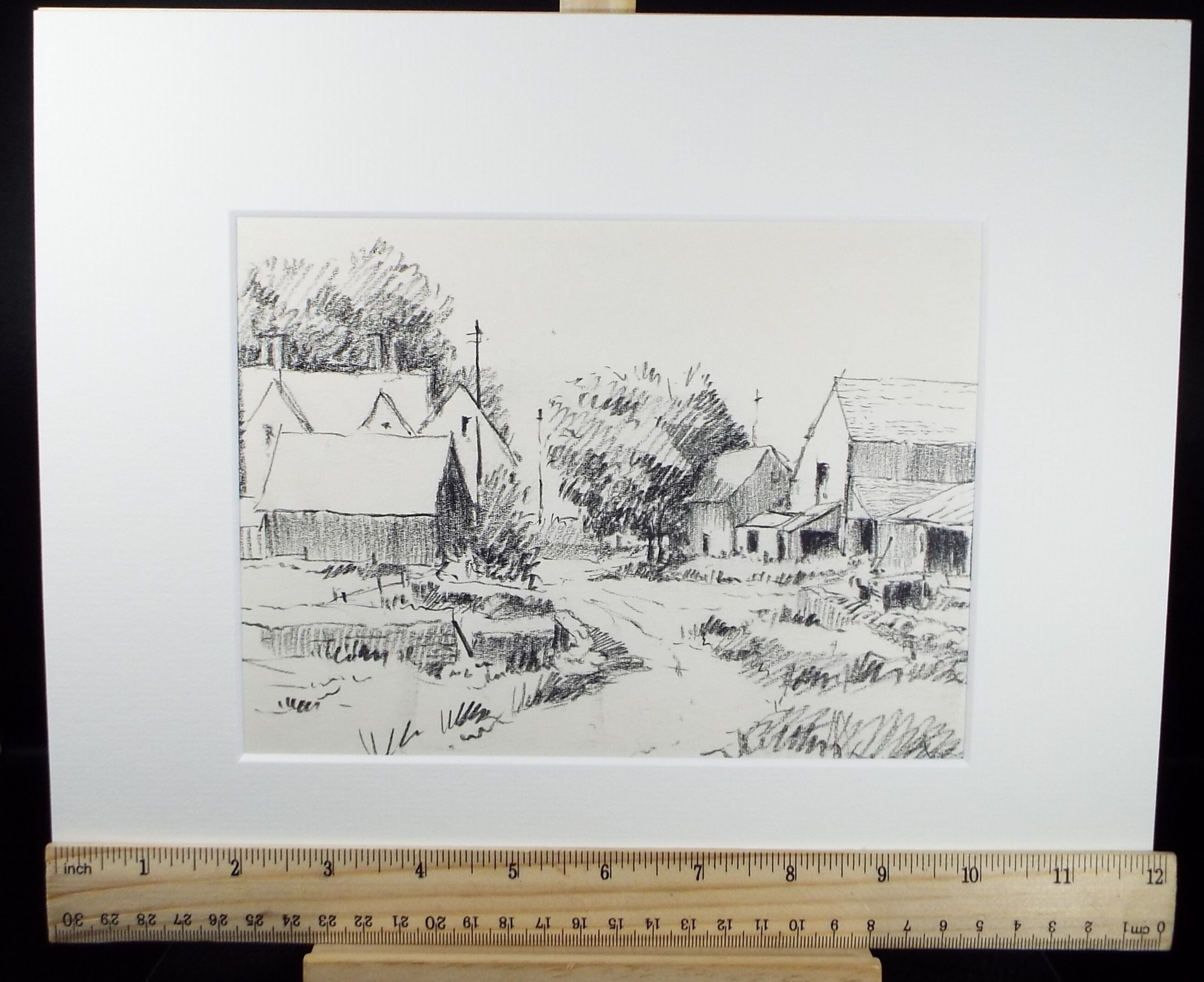 Original Pencil Drawing 'the Hamlet' Circa - Etsy