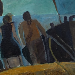 Original Watercolour Gouache , 'figures and Boat on the Shore', Colin ...