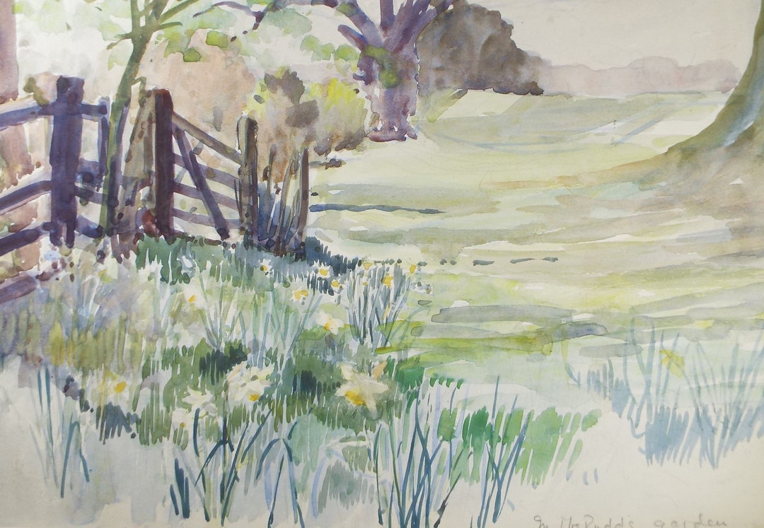 Original Watercolour, 'mrs Rudd's Garden', Circa 1950's, Hilda Burford ...