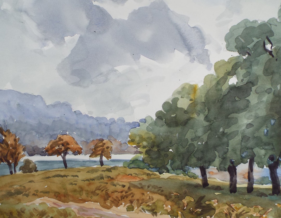 Original Watercolour, 'autumn Landscape', George Godfrey, Circa 1960's ...
