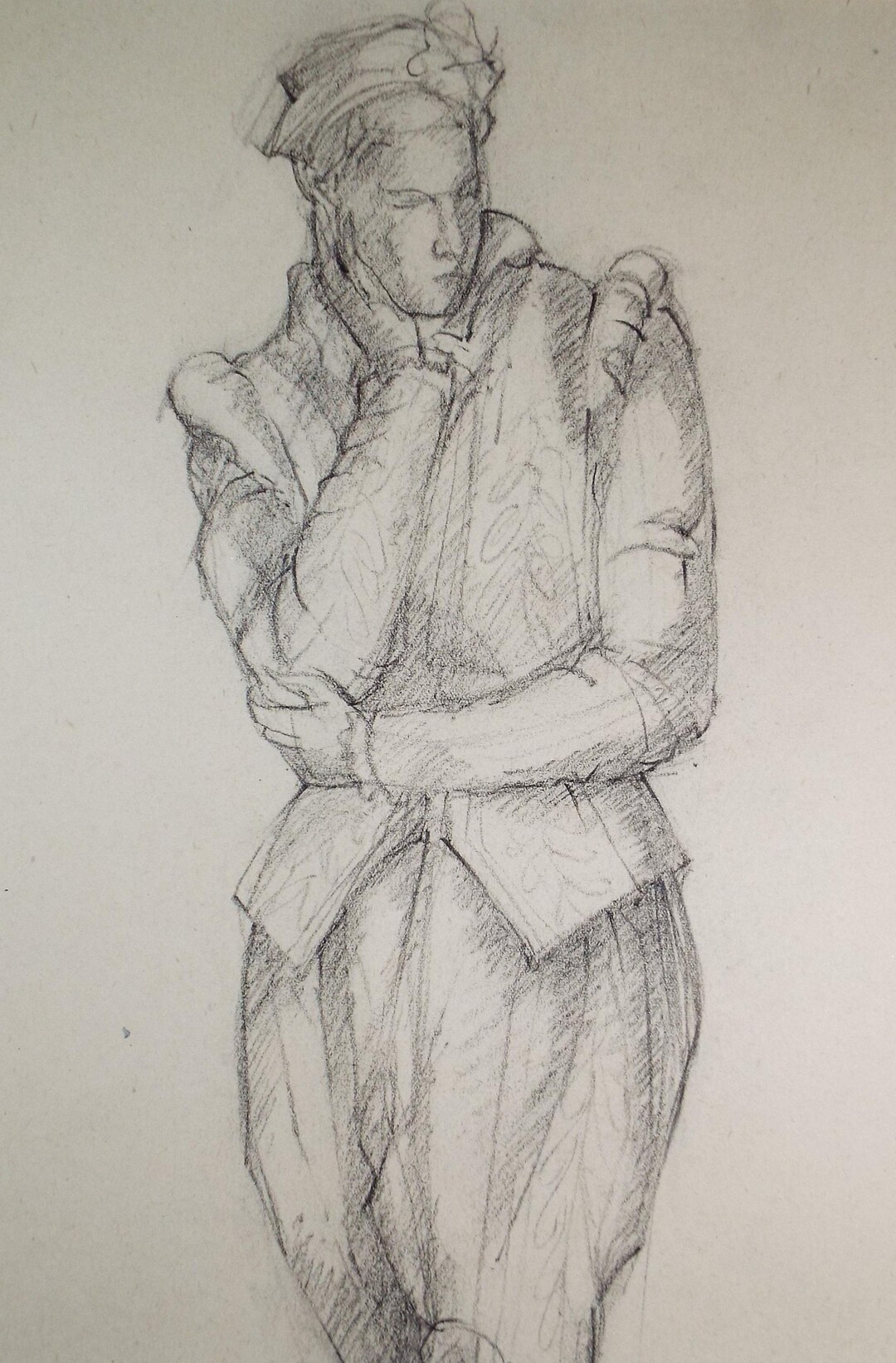 Pencil Drawing 'figure in Elizabethan Dress', C1950s, C.D. Finley - Etsy