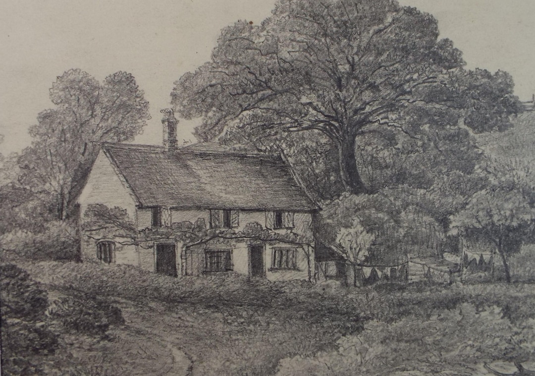 Original Pencil Drawing, 'country Cottage, Eaton Fields', Circa 1870's ...