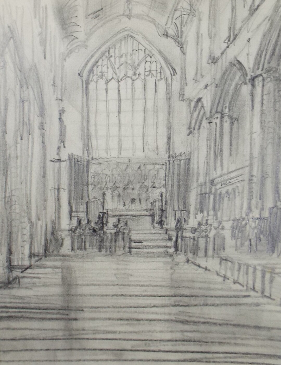 Original Pencil Drawing, 'chapel Interior', Circa 1960's , George ...