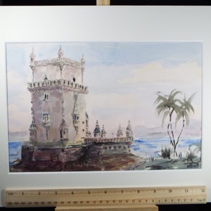 Original Watercolour, 'torre De Belem, Lisbon', C1990's, Artist Unknown ...