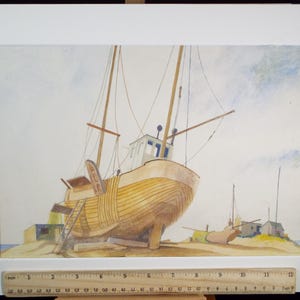 Original Watercolour & Gouache, 'boat on the Shore', Colin Fifield ...