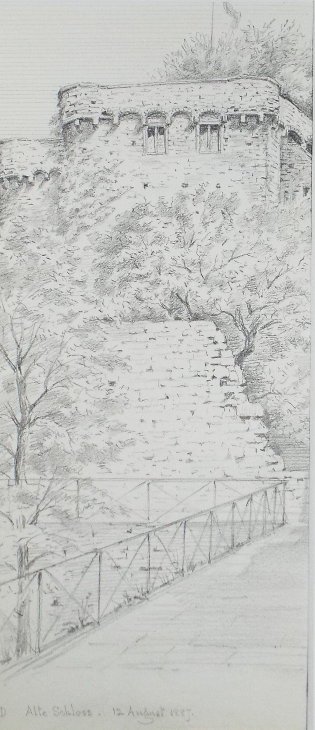 Original Pencil Drawing, 'alte Schloss', Dated 1887, Artist Unknown - Etsy