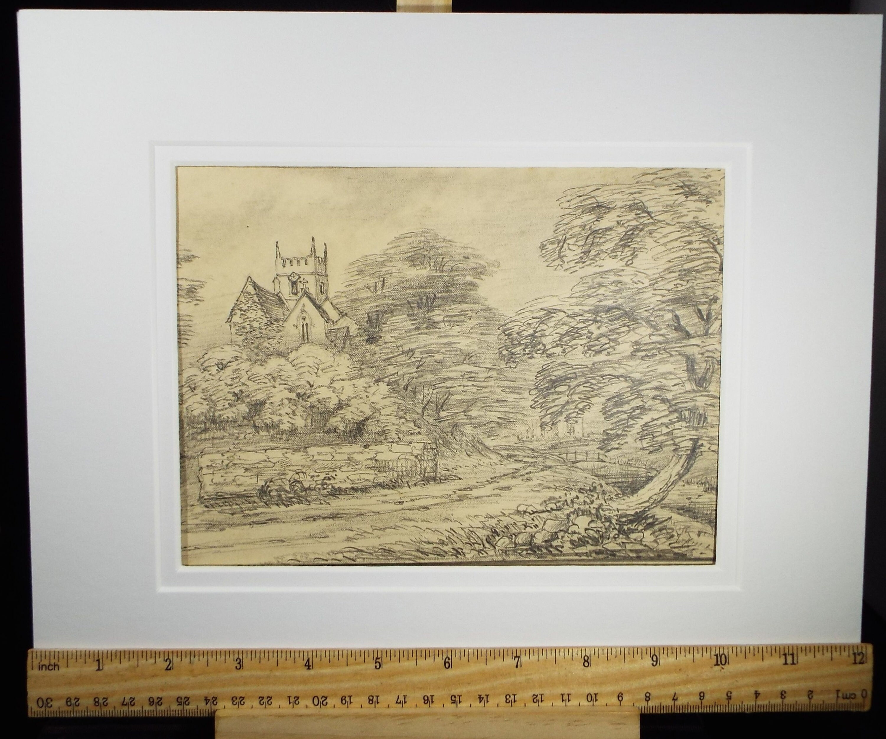 Original Pencil Drawing, 'upper Slaughter', Dated 1873, Artist Unknown ...