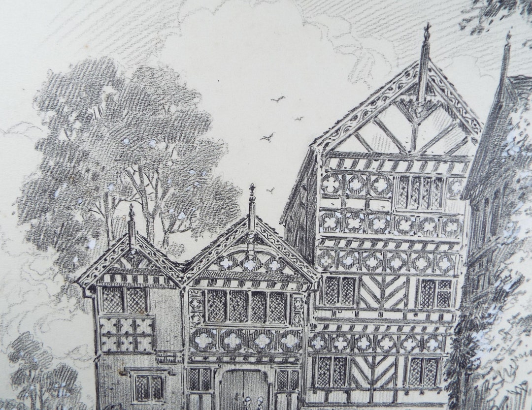 Original Pencil Drawing , 'elizabethan House' Late 19th Century, Artist ...