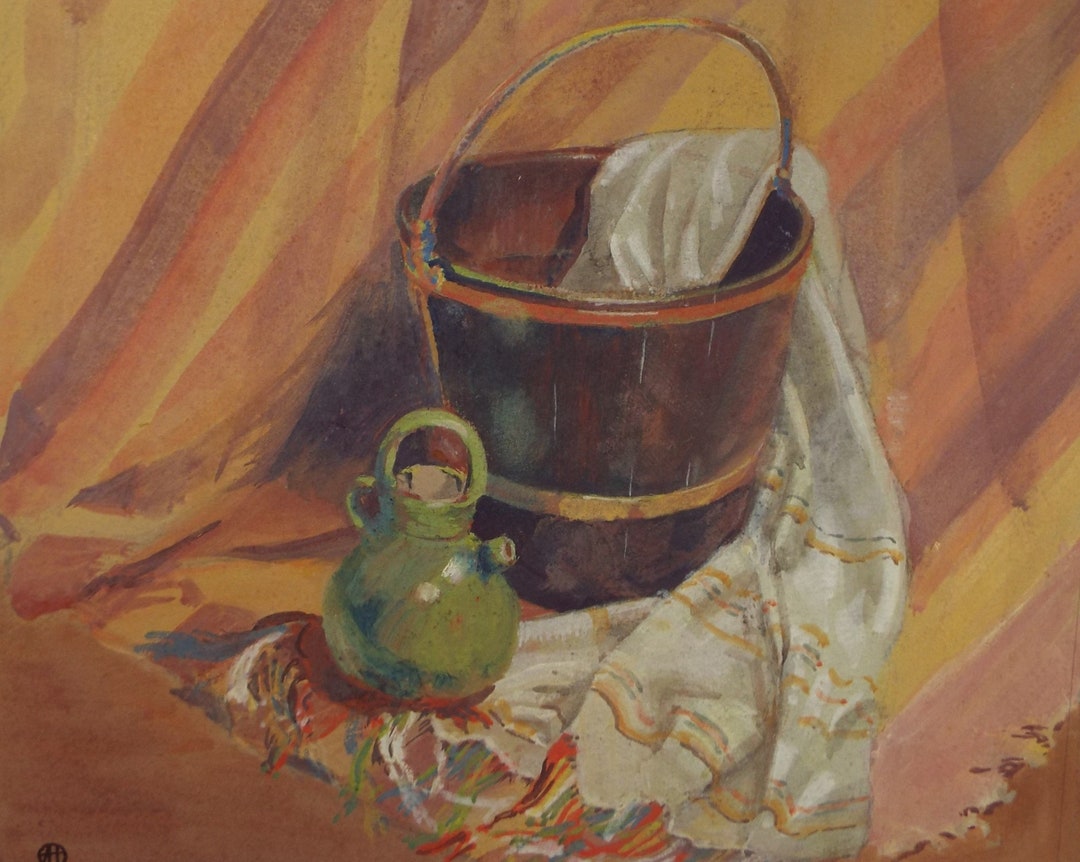 Original Watercolour Drawing, 'still Life of Wooden Bucket', Circa 1950 ...