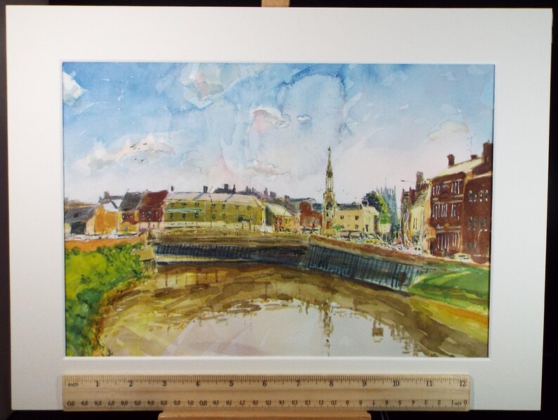 Original Watercolour, 'river Through the Town', Roger Alsop, Dated 1987 ...