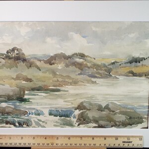 Original Watercolour, 'river Landscape', Gwen Rayner, C1970's - Etsy