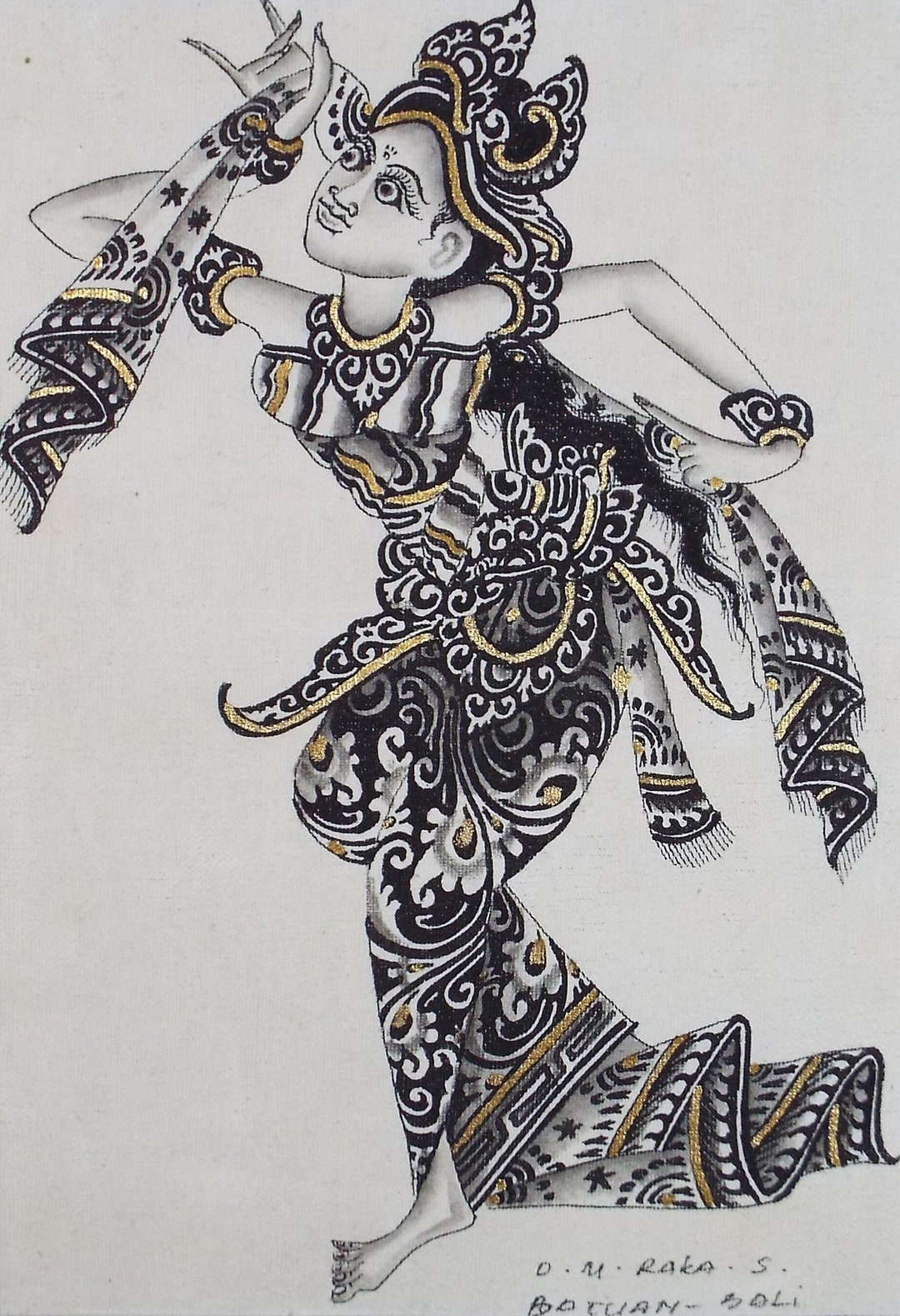 Acrylic & Ink Drawing 'balinese Dancer', C1980s, D M Raka - Etsy