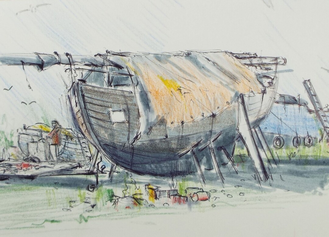 Original Pencil Drawing, 'uphill, Somerset', Dated 1995, Artist Unknown ...