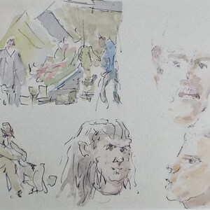 Original Watercolour & Ink Drawing, 'figure Studies', Hugh Mckenzie ...