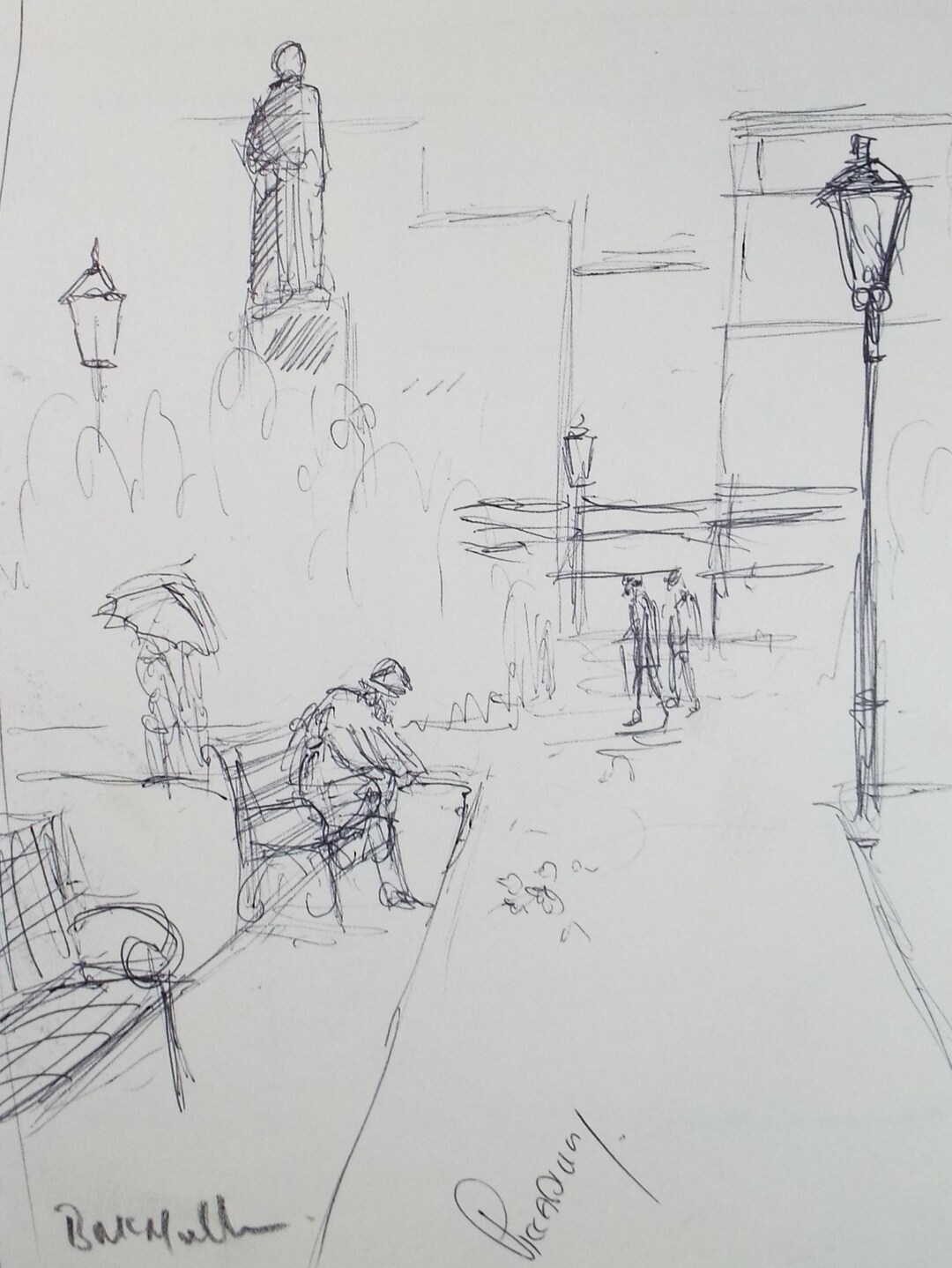 Pen & Ink Drawing, 'piccadilly, Manchester', Bernard Mcmullen (1952 ...