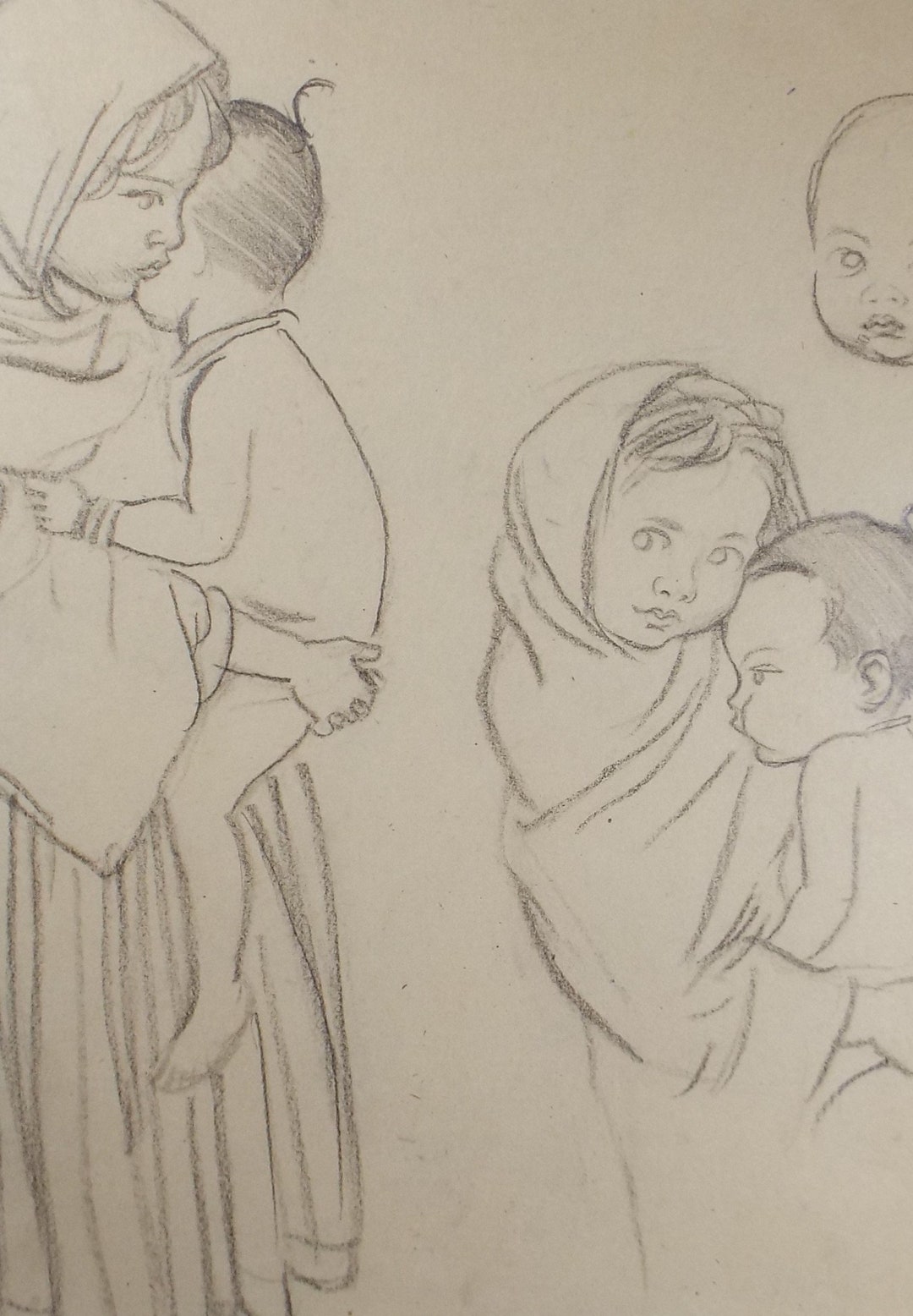Original Pencil Sketch, 'woman and Child Study', Susan Beatrice Pearce ...