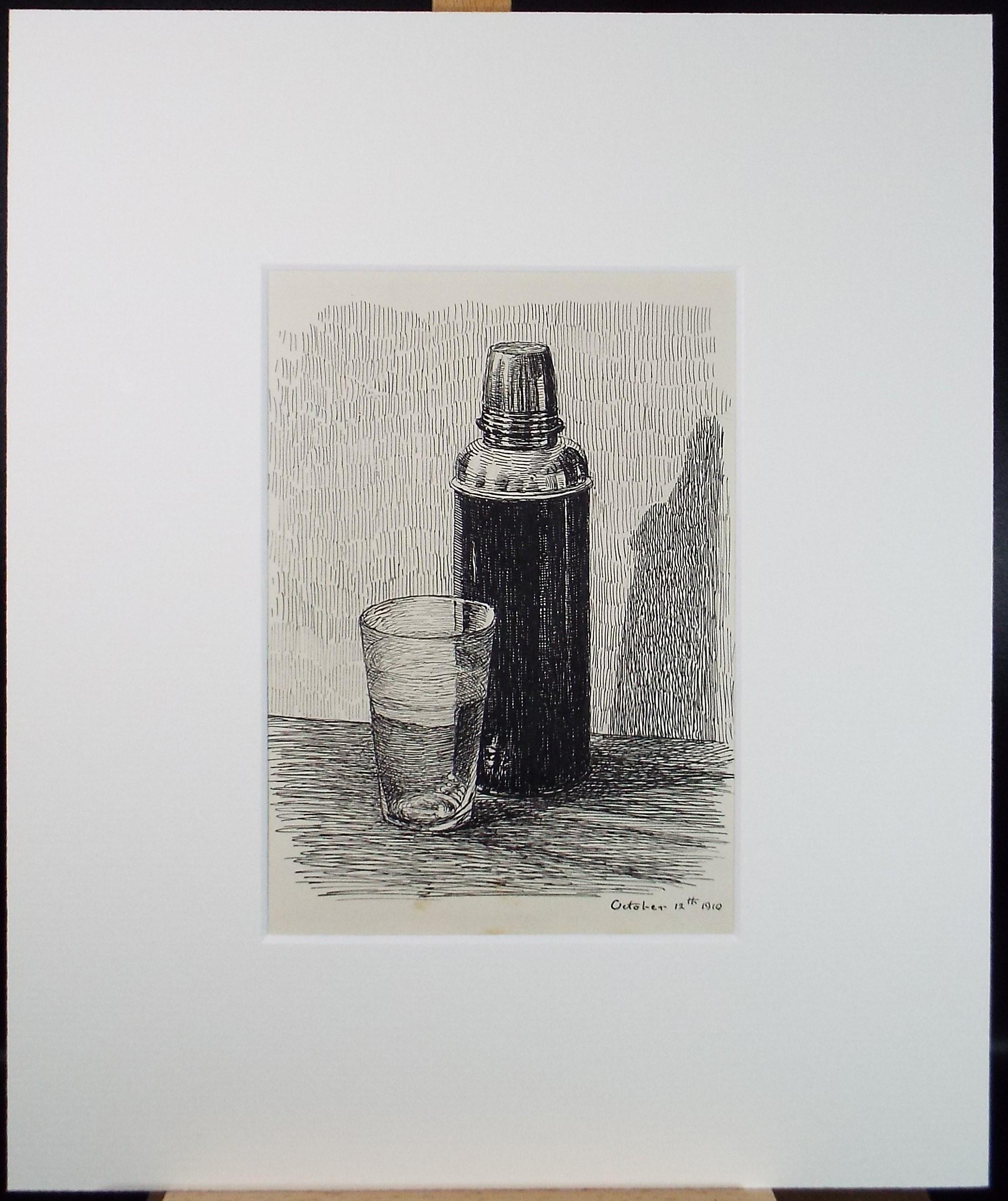 Original Pen and Ink Still Life Sketch: Flask & Glass, 1910 - Etsy