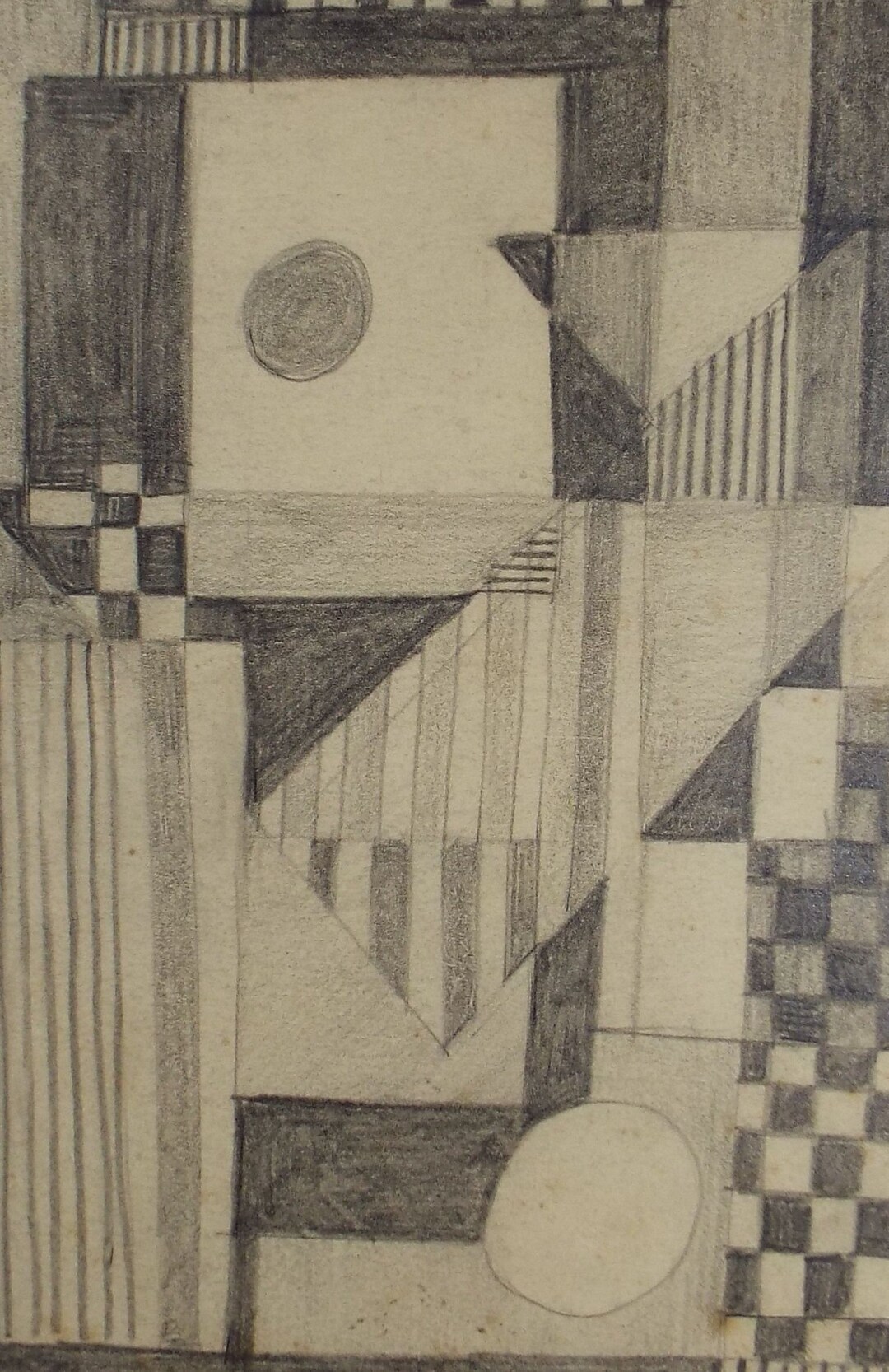 Original Pencil Drawing, 'cubic Abstract', Circa 1950's, Artist Unknown ...